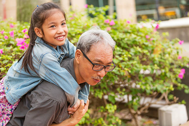 Free Stock Photo of Asian retirement grandfather and pretty ...