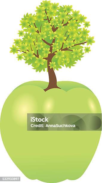 Green Apple With Tree向量圖形及更多2015年圖片 2015年 夏天 大自然 Istock