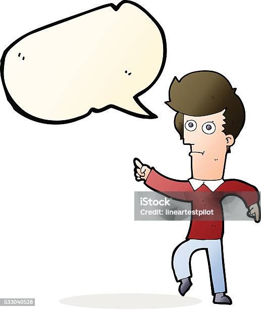 Homme En Dessin Animé Pointant Du Doigt Avec Bulle De Dialogue Vecteurs