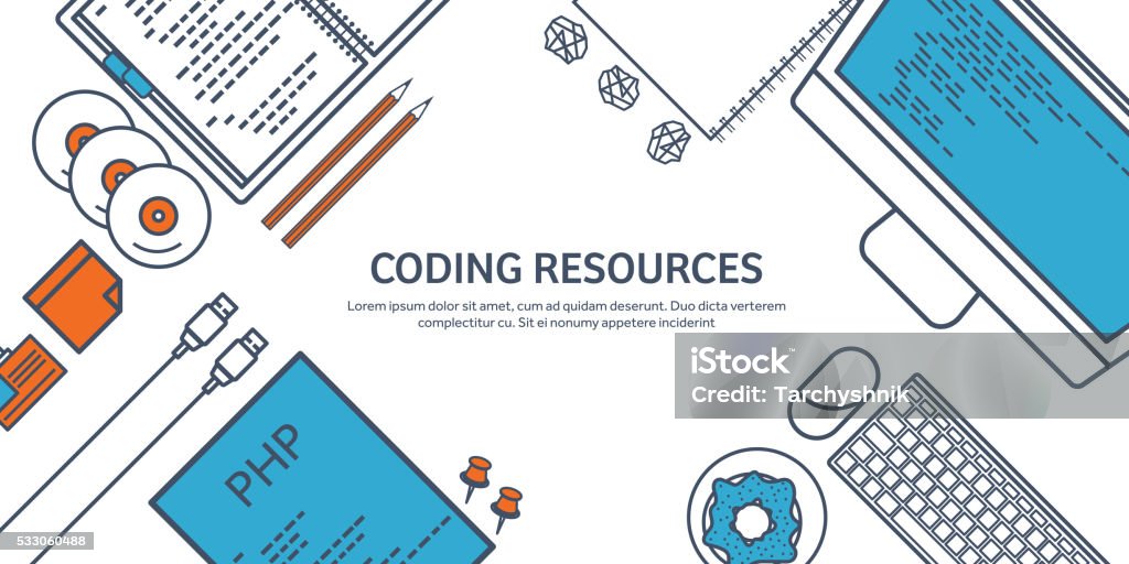 Lined Programmingcoding Outline Flat Computing Background Code Hardwaresoftware Stock