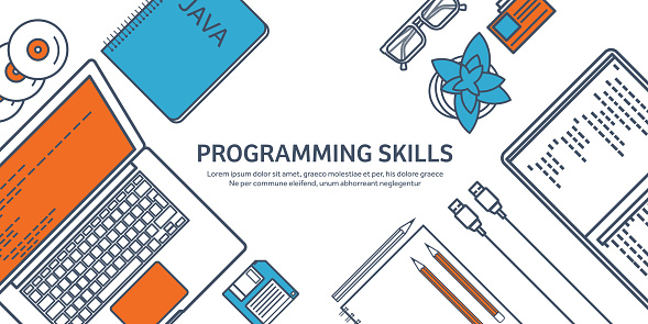 Lined Programming Coding Outline Flat Computing Background Code Hardware Software Stock 3749