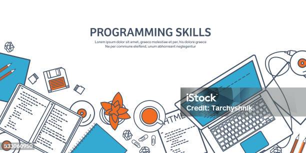 Lined Programming Coding Outline Flat Computing Background Code