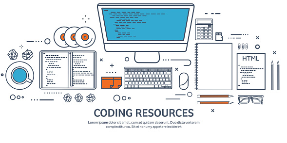 Lined Programming Coding Outline Flat Computing Background Code