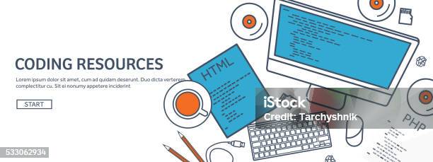 Lined Programmingcoding Outline Flat Computing Background Code Hardwaresoftware Stock
