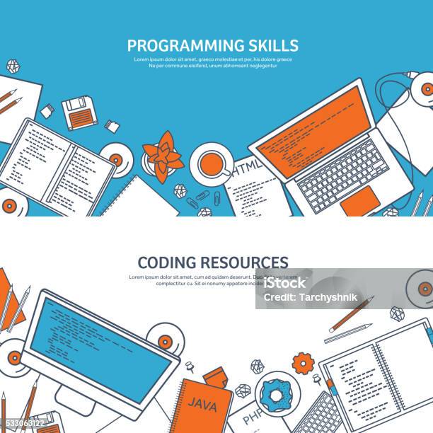 Lined Programming Coding Outline Flat Computing Background Code