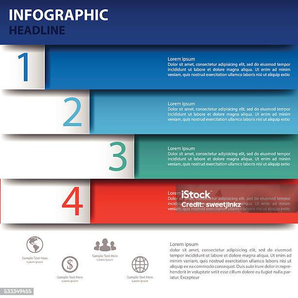 Vektor Garis Datar Dan Angka Desain Template Untuk Situs Web Ilustrasi