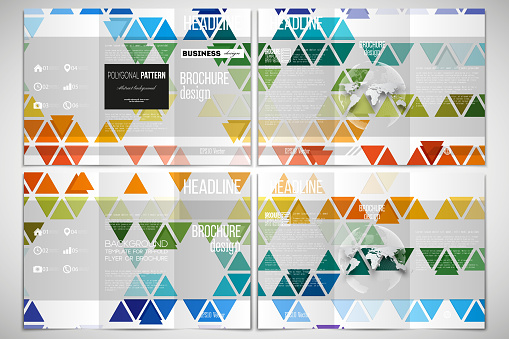 Set Of Trifold Brochure Design Template On Both Sides向量圖形及更多三摺小冊子圖片