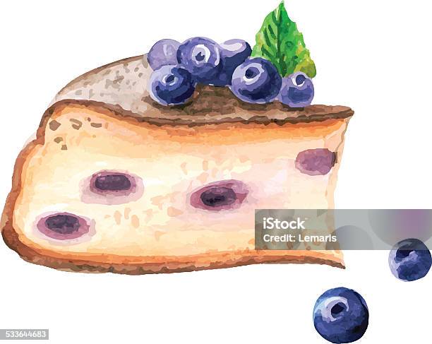 Vector Watercolor Cake Piece Of Cake向量圖形及更多藍莓批圖片 藍莓批 2015年 一件蛋糕