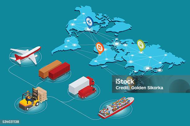 Global Logistics Network向量圖形及更多全球商務圖片 全球商務 全球通訊 貨運 Istock