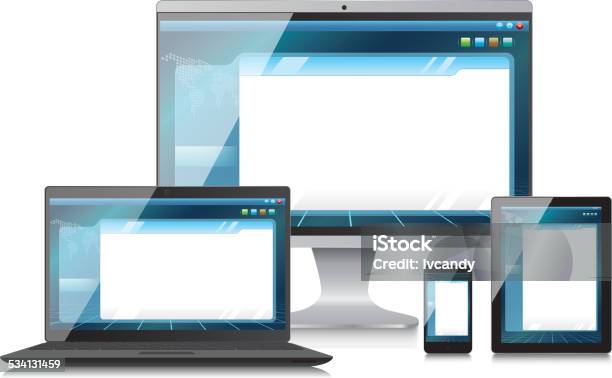 Computer Laptop Tablet And Mobile Phone向量圖形及更多2015年圖片 2015年 一個物體 一組