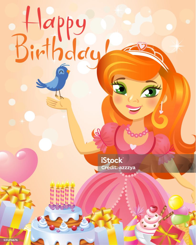 Happy Birthday Princess Greeting Card Stock Illustration Download