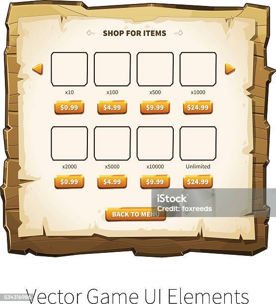 Vector Wooden Game Ui Stock Illustration Download Image Now