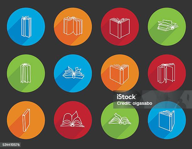 Open Books In Different Positions向量圖形及更多側視圖片 側視 圓形 圖書館 Istock