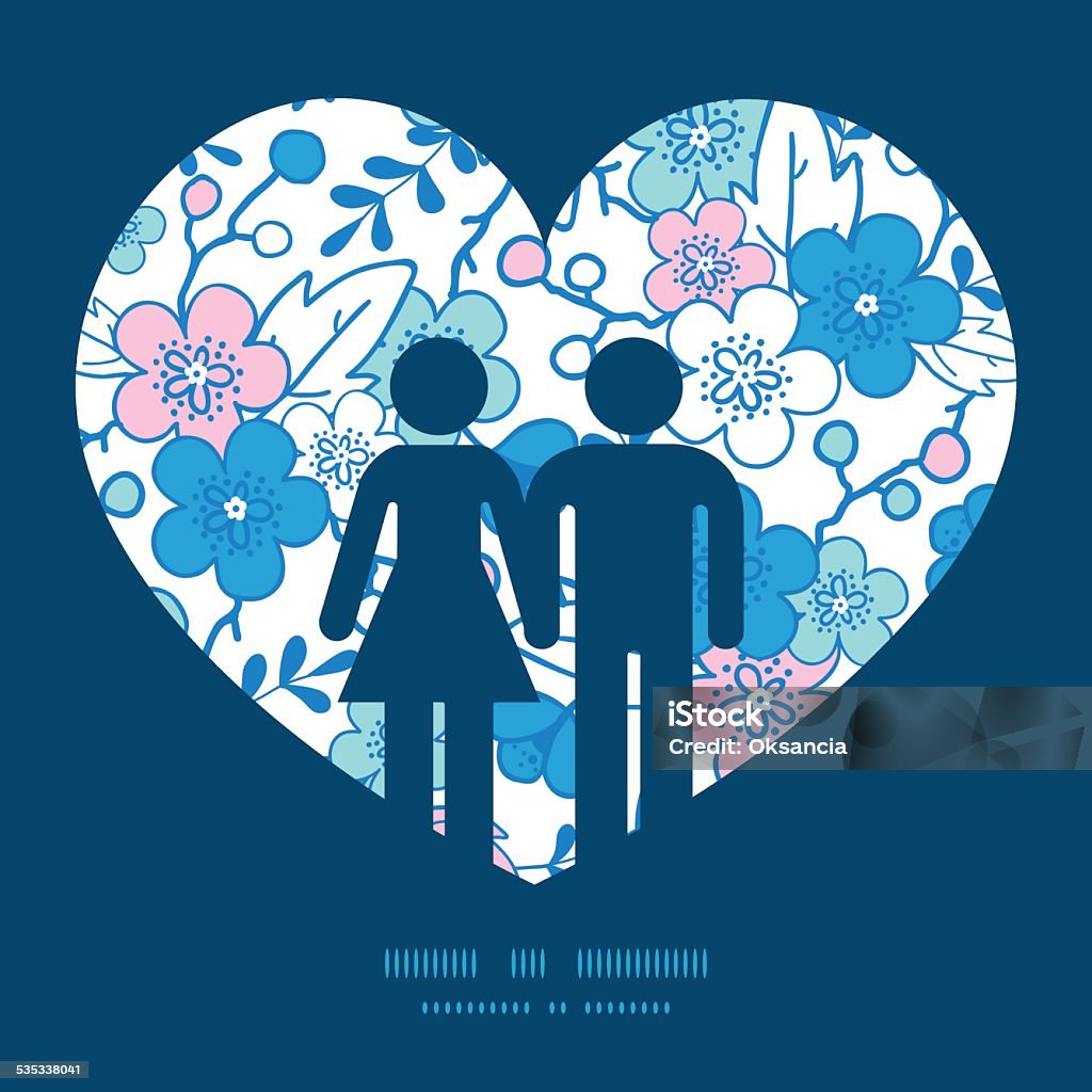 Vecteur Bleu Et Rose Fleurs Kimono Couple En Amour Silhouette Vecteurs Libres De Droits Et Plus