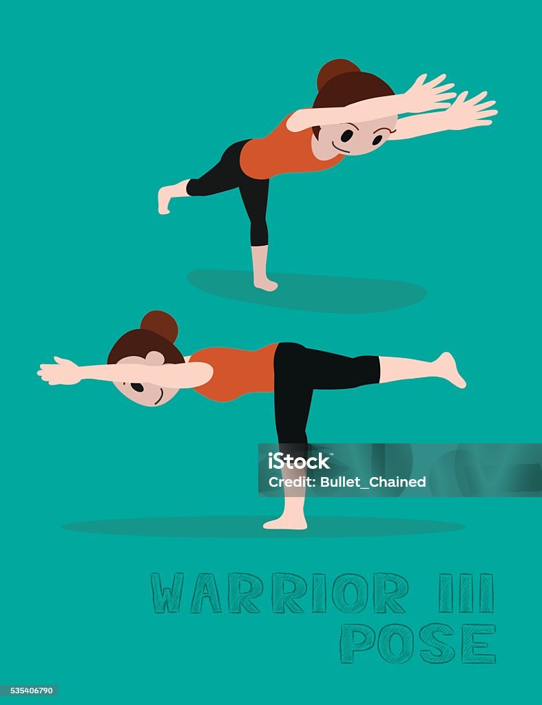 Yoga Warrior Iii Pose Cartoon Vector Illustration Stock Illustration Download Image Now