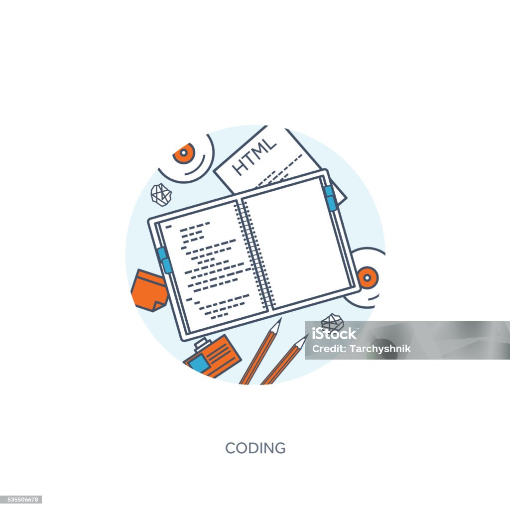 Programmingcoding Flat Lined Outline Computing Background Code