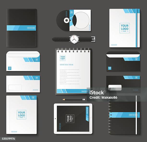 Mock Up Vector Set向量圖形及更多一組物體圖片 一組物體 信頭 商務 Istock