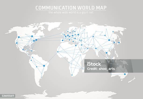 Communication World Map Vector向量圖形及更多地圖圖片 地圖 條紋 聯繫 Istock
