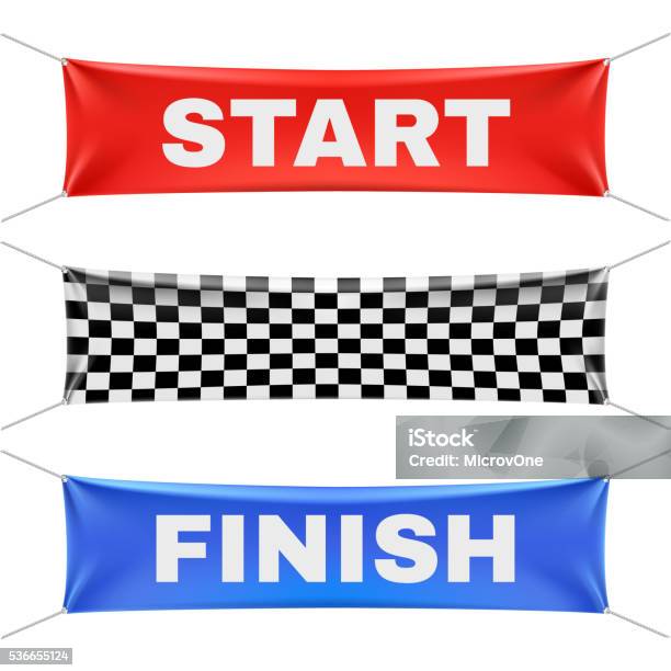 Starting Finishing And Checkered Vinyl Banners With Folds Vector Set ... Starting Finishing And Checkered Vinyl Banners With Folds Vector Set ...