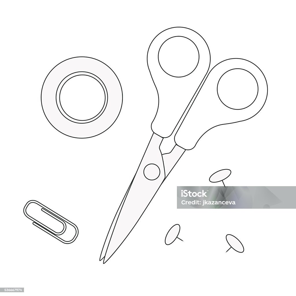 Contour Stationery Objects Paper Clips Scissors Stock Illustration ... Contour Stationery Objects Paper Clips Scissors Stock Illustration ...
