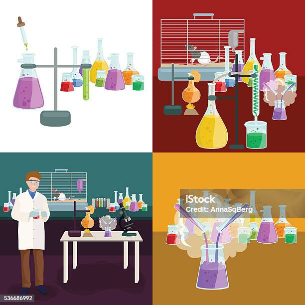 Ilmuwan Konsep Laboratorium Dengan Manusia Membuat Penelitian Vektor
