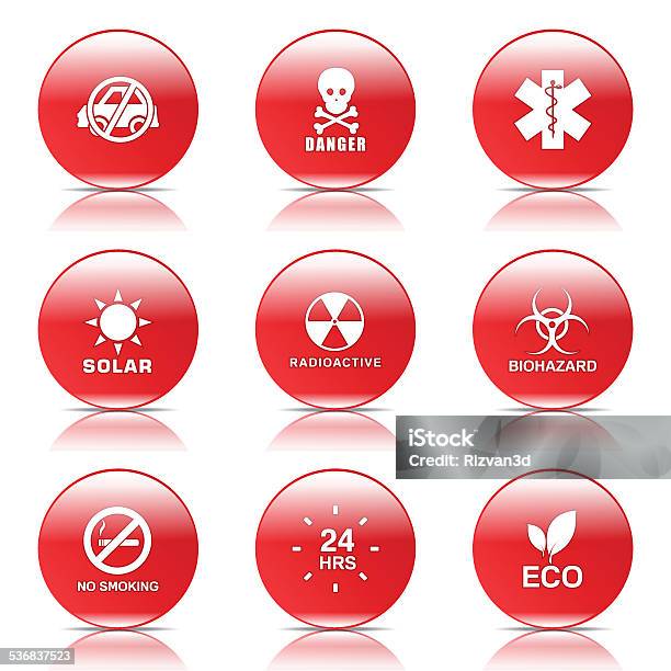 Panneau Davertissement Rouge Icône Bouton Set Vector Design Vecteurs
