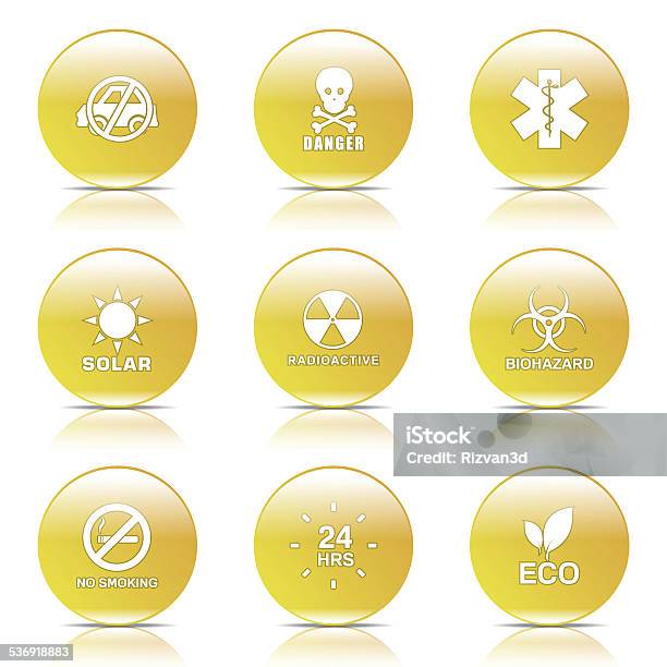 Panneau Davertissement Jaune Vector Icône Bouton Set Design Vecteurs
