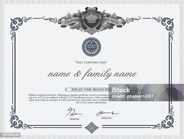 Vector Certificate Template向量圖形及更多有邊框的圖片 有邊框的 文憑 2015年 Istock