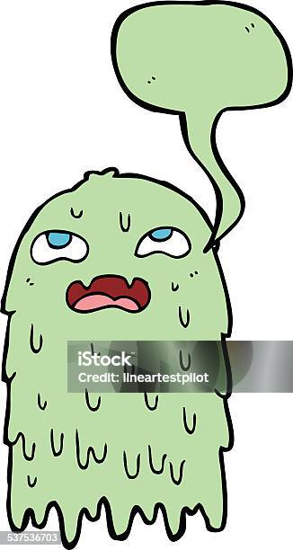 Hantu Kartun Kotor Dengan Gelembung Ucapan Ilustrasi Stok Unduh