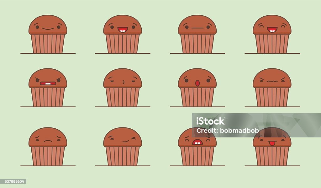 Vector Muffin Set Stock Illustration Download Image Now Cake Cartoon Characters Istock
