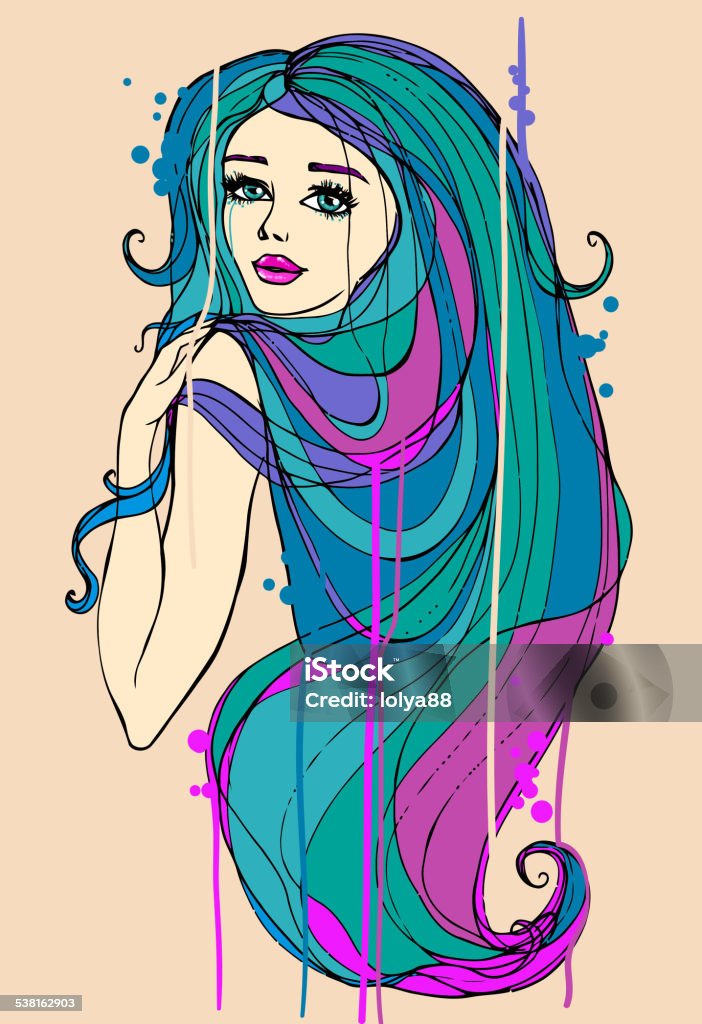 Girl With Long Hair Stock Illustration Download Image Now 2015