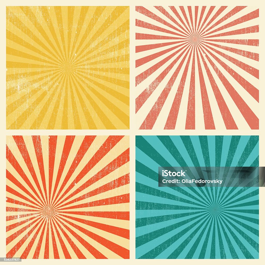 Sunburst Retro Textured Grunge Background Set Stock Illustration
