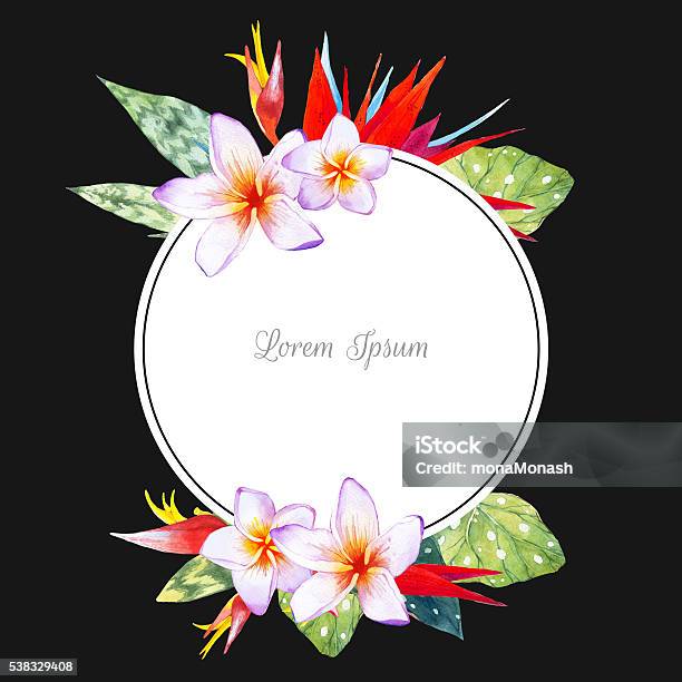 Illustration With Realistic Watercolor Flowers Botanical Illustration