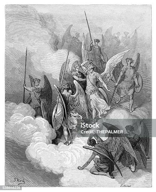 Abdiel 및 사단 조각 단테 알리기에리 시인에 대한 스톡 벡터 아트 및 기타 이미지 단테 알리기에리 시인 떨어짐