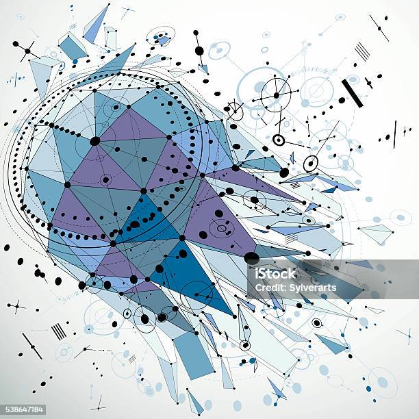 Technology 3d Vector Drawing With Low Poly Demolished Object向量圖形及更多一個物體