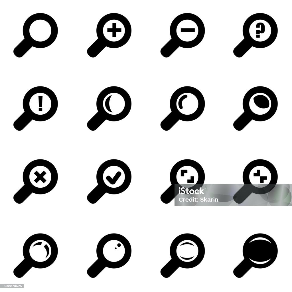 Vector Black Magnifying Glass Icon Set Stock Illustration Download