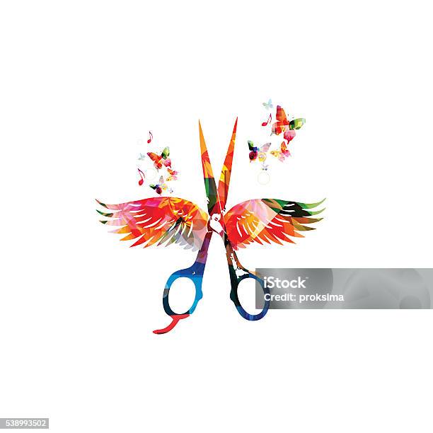 Latar Belakang Penataan Rambut Dengan Gunting Berwarnawarni Dengan