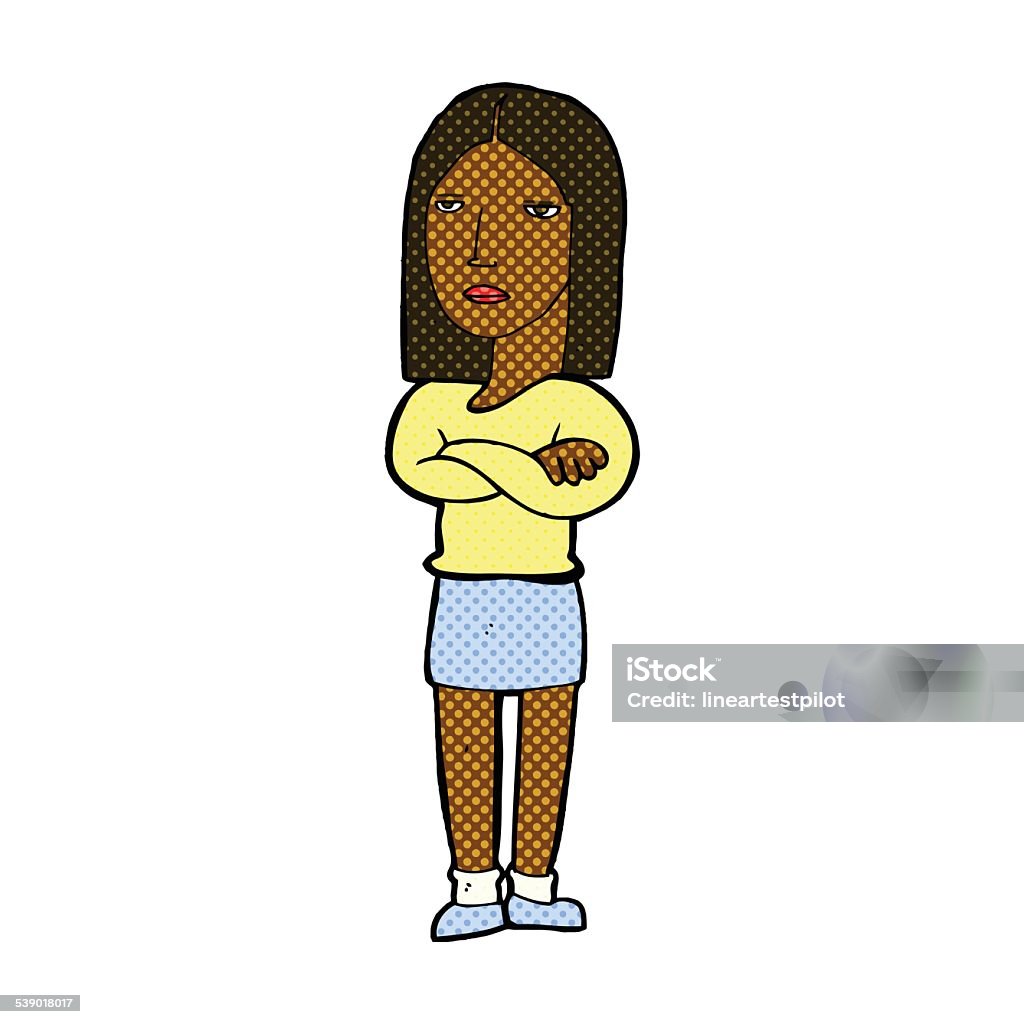 Comic Cartoon Woman With Folded Arms Stock Illustration Download Image Now Adult Bizarre