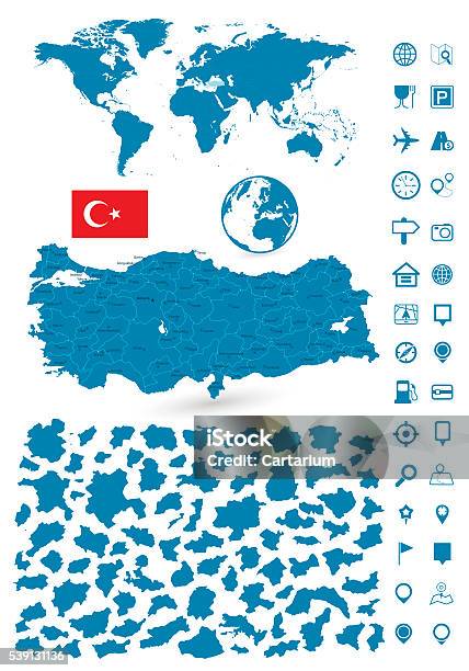 Detailed Map Of Turkey And World Map Navigation Set向量圖形及更多土耳其圖片 Istock