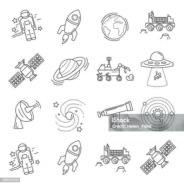Vector Set Of Space And Astronomy Icons向量圖形及更多互聯網圖片 互聯網 可移動性 圖標集