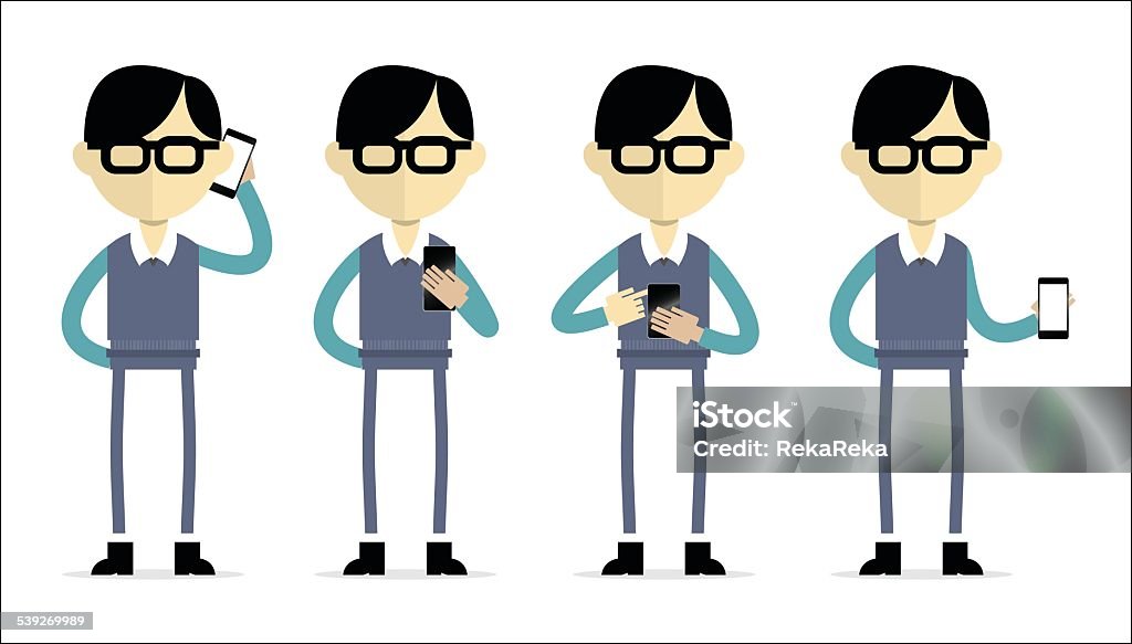 Asian Man Holding Mobile Device Stock Illustration Download Image Now