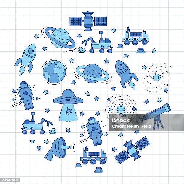 Vector Set Of Space And Astronomy Icons向量圖形及更多互聯網圖片 互聯網 可移動性 圖標集