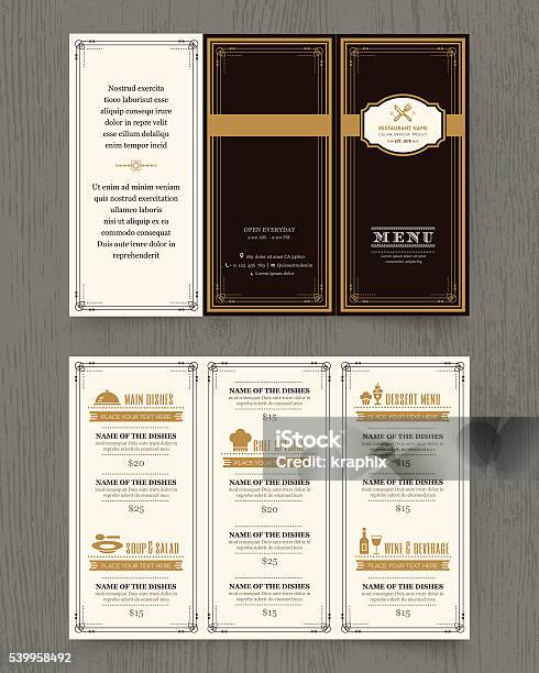 Vintage Restaurant Menu Design Pamphlet Template向量圖形及更多餐牌圖片 餐牌 裝飾藝術