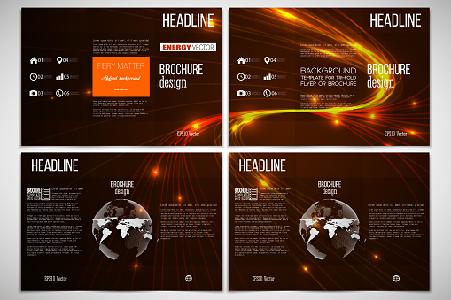 Set Of Trifold Brochure Design Template On Both Sides向量圖形及更多三摺小冊子圖片