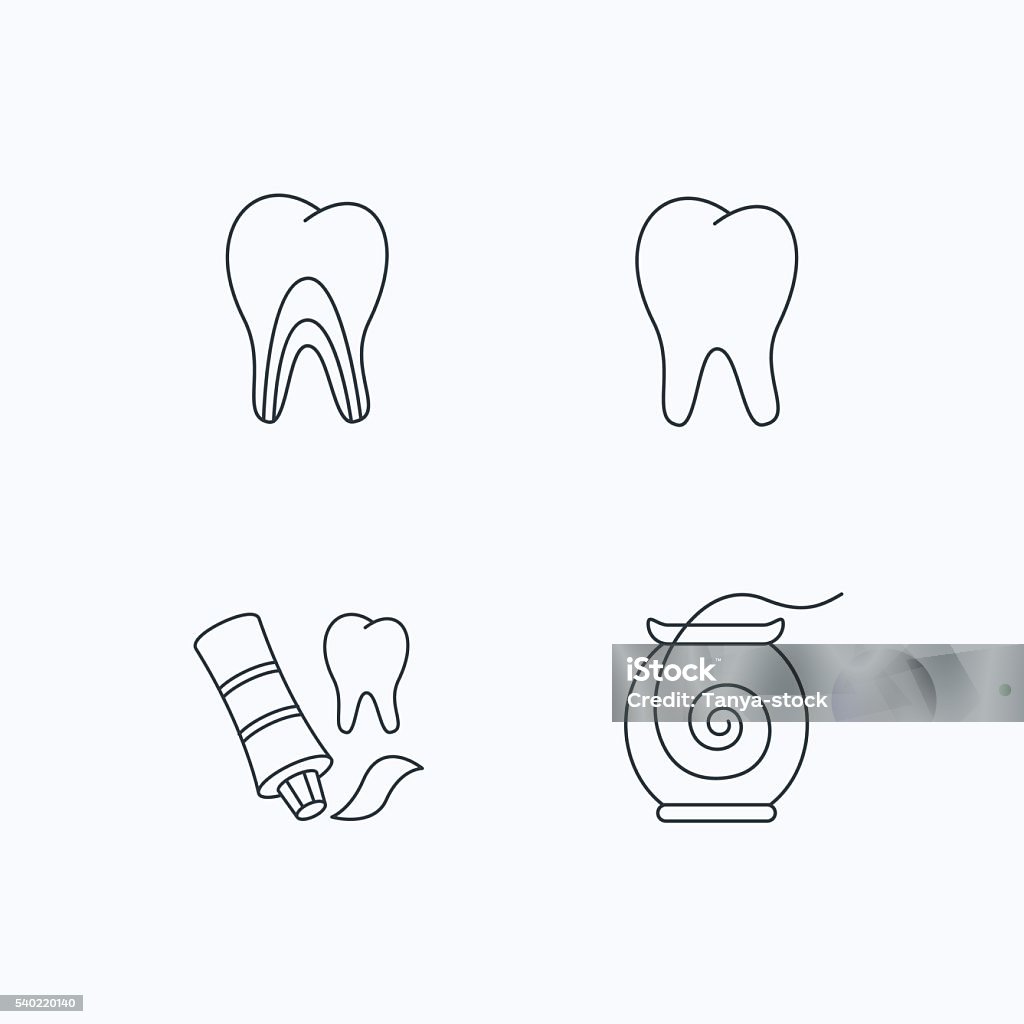 Gigi Tubules Dentinal Dan Ikon Benang Gigi Ilustrasi Stok Unduh