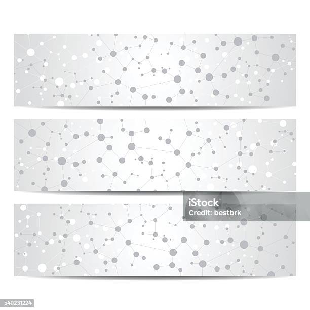 Modern Science Banners Molecule Structure Of Dna And Neurons Stock