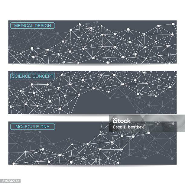 Modern Science Banners Molecule Structure Of Dna And Neurons Stock