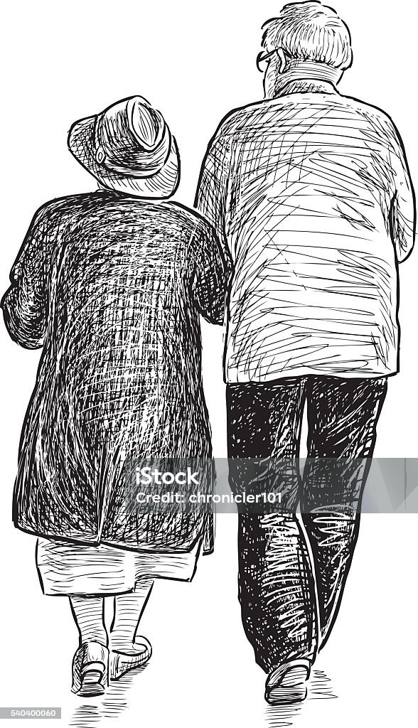 Old Spouses On A Walk Stock Illustration Download Image Now Senior