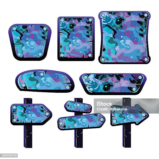 Set Of Space Boards Panels And Signs向量圖形及更多space And Astronomy圖片