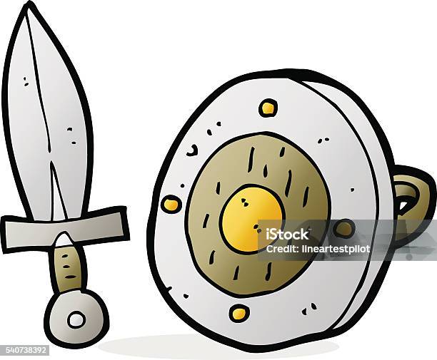 Cartoon Sword And Shield向量圖形及更多劍圖片 劍 插圖 無人 Istock